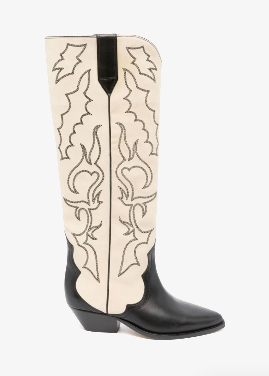 Denvee Leather Boots in Black and Ecru – ELI